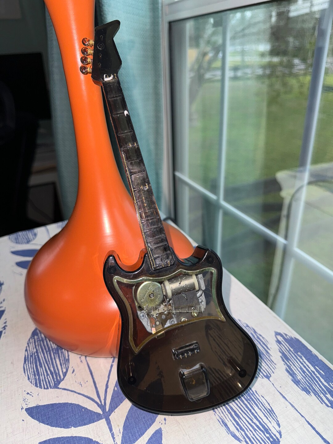 Vintage Acrylic Guitar Music Box Plays love Me Tender by Elvis Presley ...