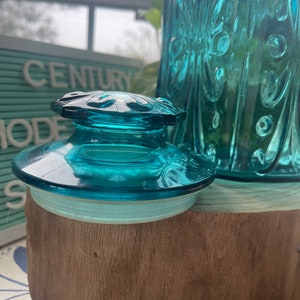 Federal Glass Canister Large Swirl Yellow Green Vintage USA Aqua Mid ...