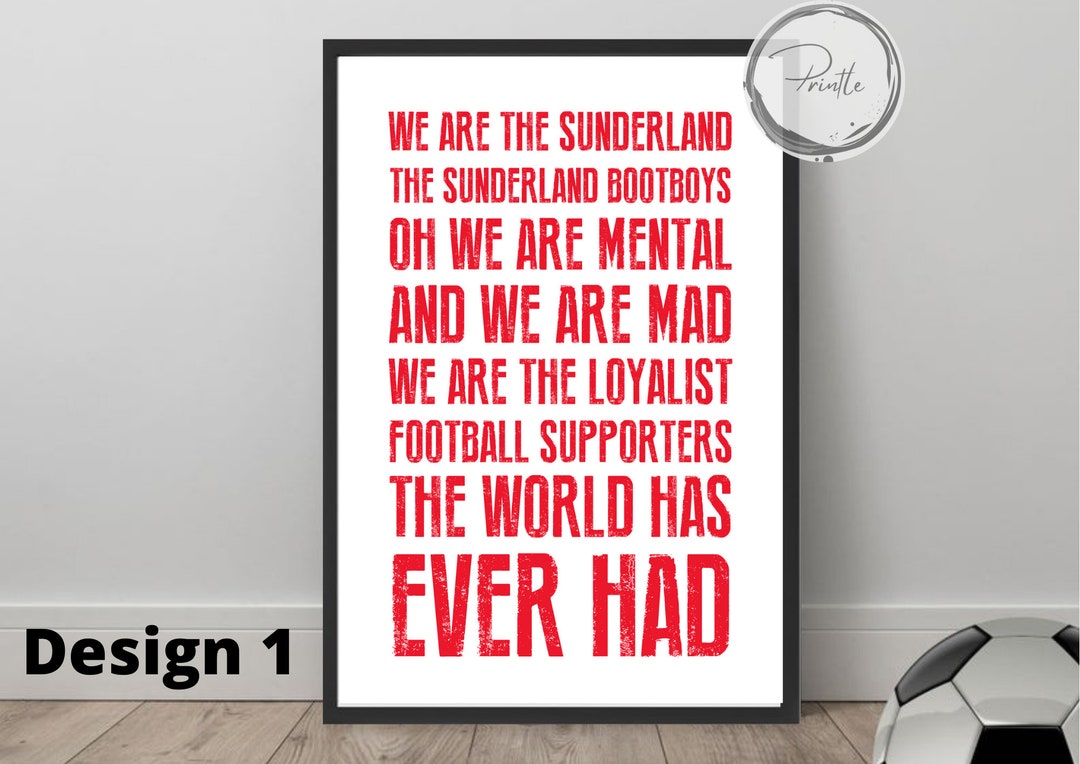Football Poster, Sunderland, Wall Decor, Football Print, Soccer Poster ...