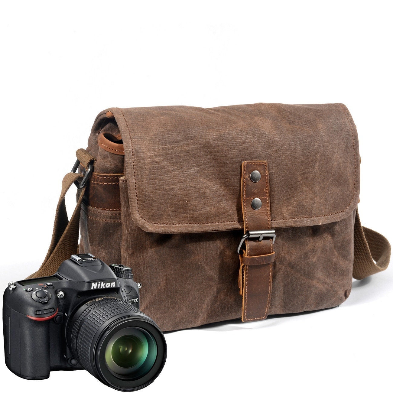 Small Camera Bag Crossbody , Waterproof Canvas and Leather - Etsy