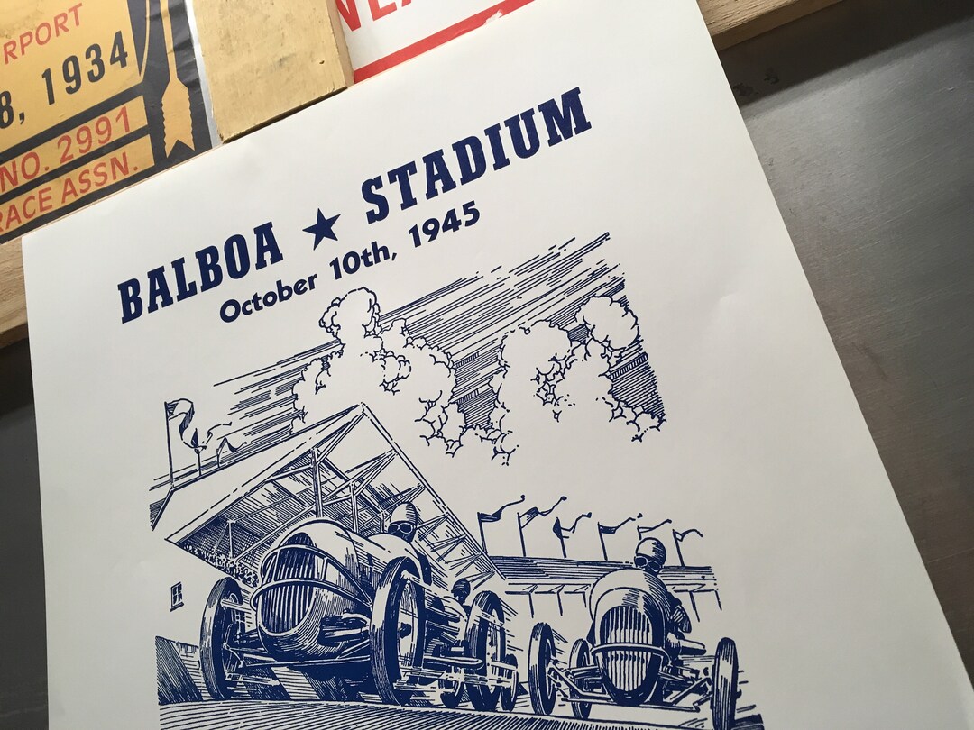 1945 Balboa Stadium Midget Racing San Diego CA Reproduction Poster ...
