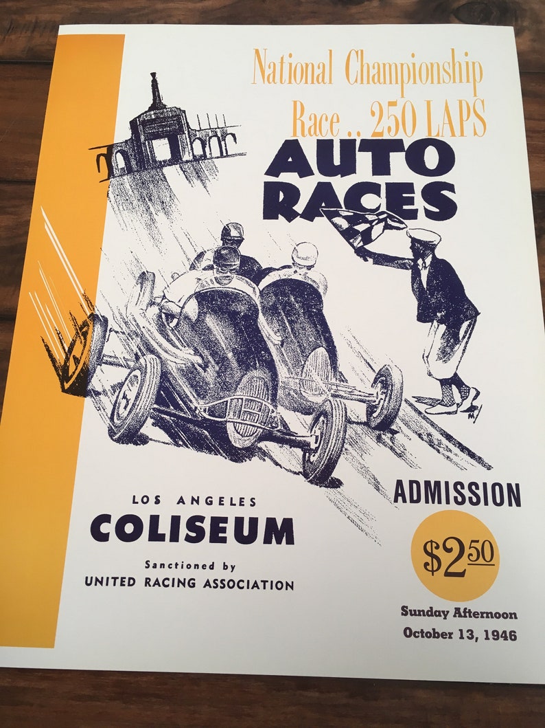 1946 Los Angeles Coliseum Midget Racing Reproduction Poster Print - Etsy
