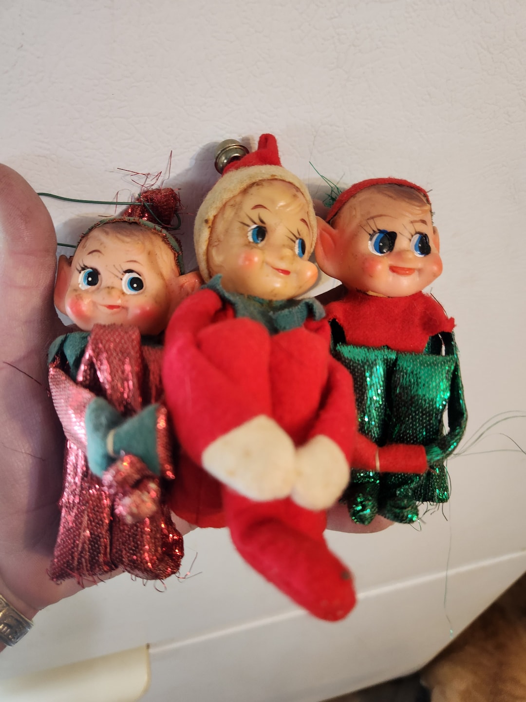 Vintage Christmas Ornament Three Elf Knee Huggers - Etsy