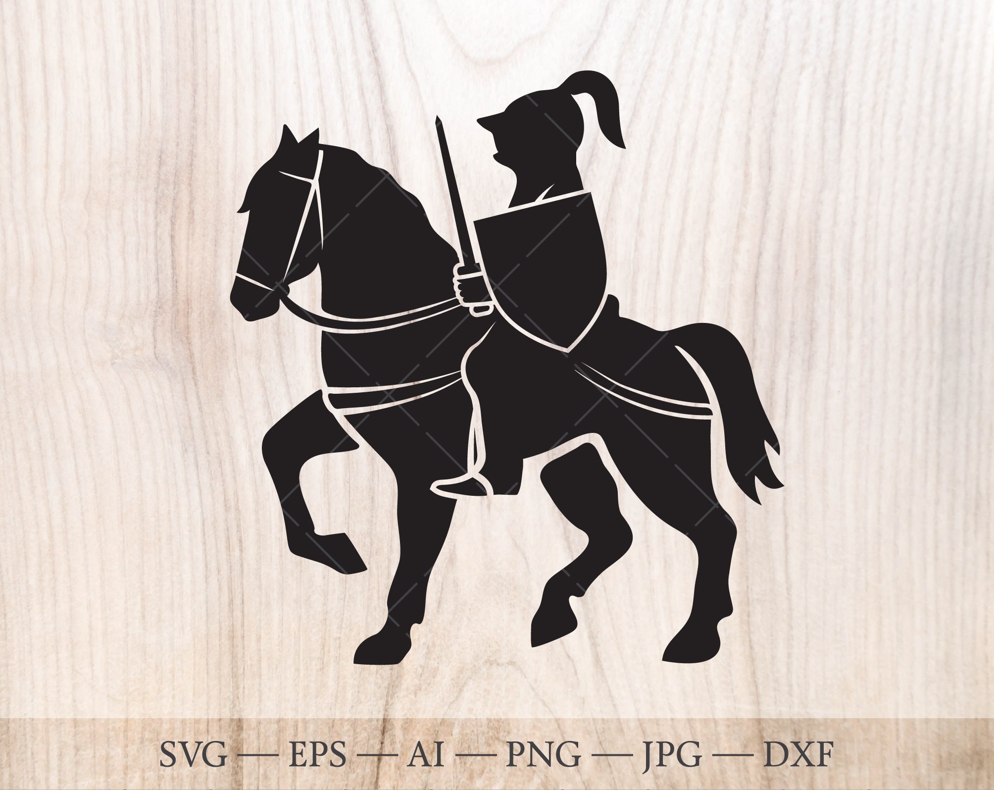 Knight on Horse Svg Horse With Knight Svg Silhouette. | Etsy