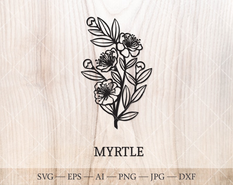 Myrtus Communis SVG. Myrtle Branch Outline Drawing. Hand Drawn - Etsy