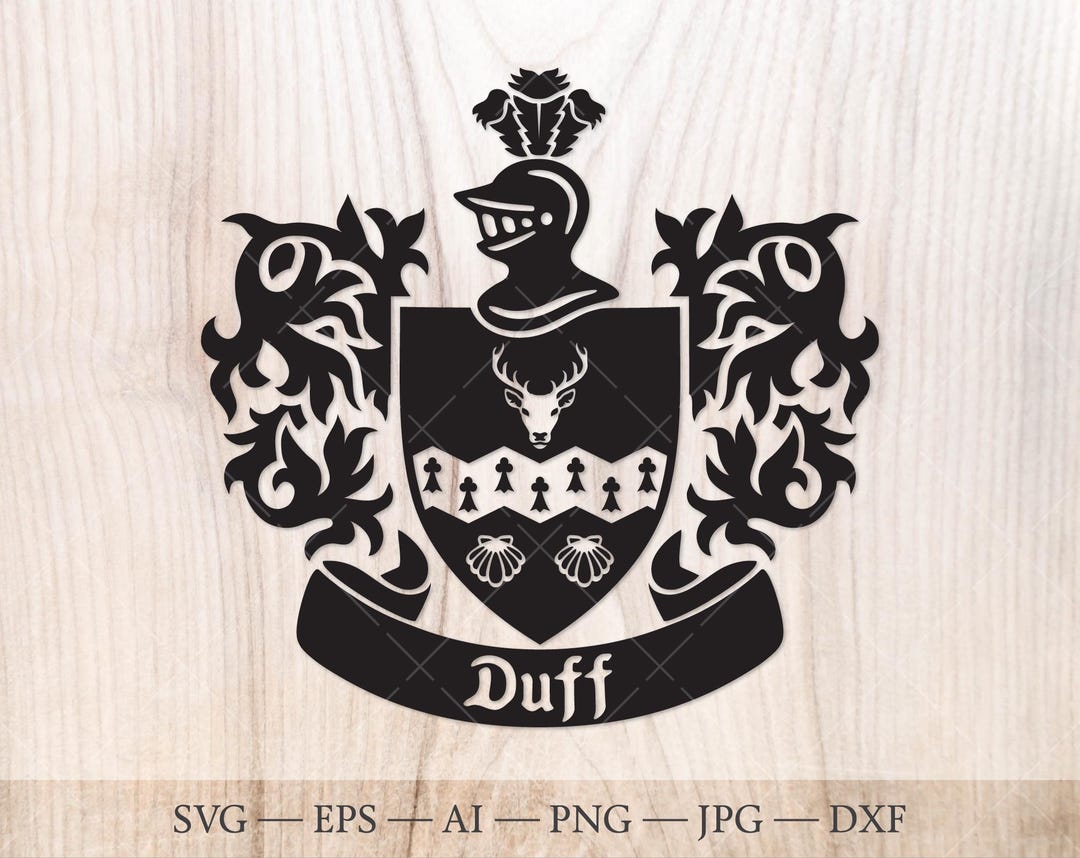 Duff Family Crest SVG, Heraldic Shield With Stag Head, Ermine Spots and ...