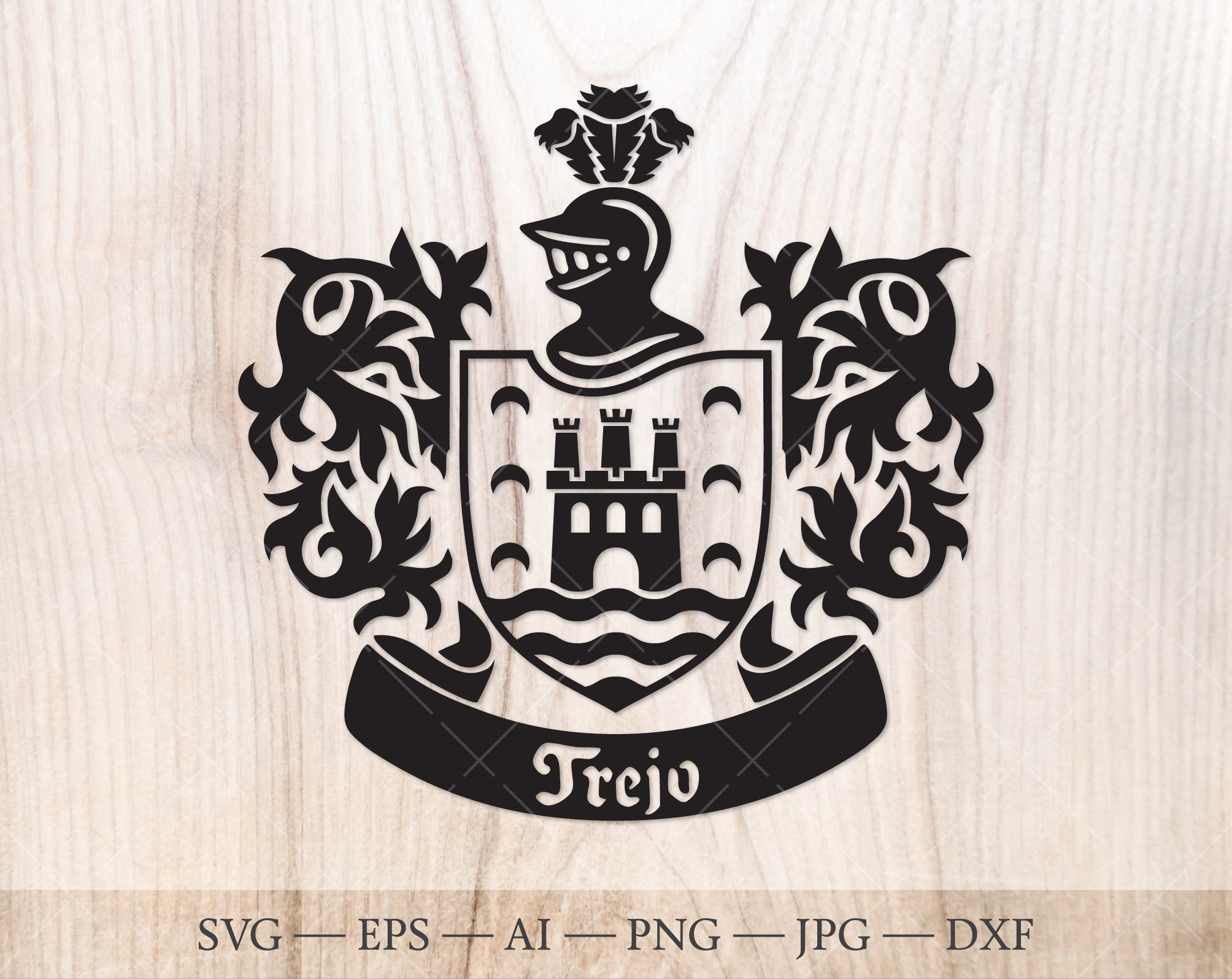 Trejo Family Crest SVG. Coat of Arms Svg. Heraldic Shield With - Etsy India
