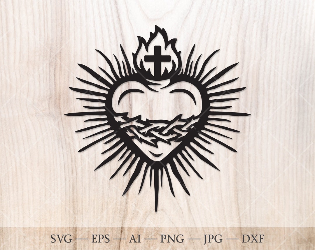 Sacred Heart Svg, Sacred Heart of Jesus Svg, Cross SVG. Jesus Christ ...