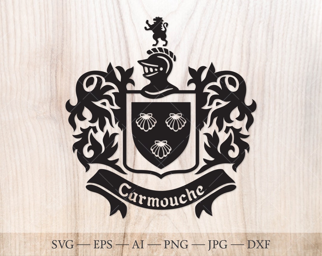 Carmouche Family Crest. Coat of Arms Svg. Heraldic Shield With Three ...