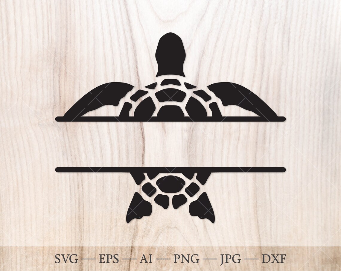 Sea Turtle Monogram SVG, Turtle Silhoutte Split Monogram Svg, Name ...