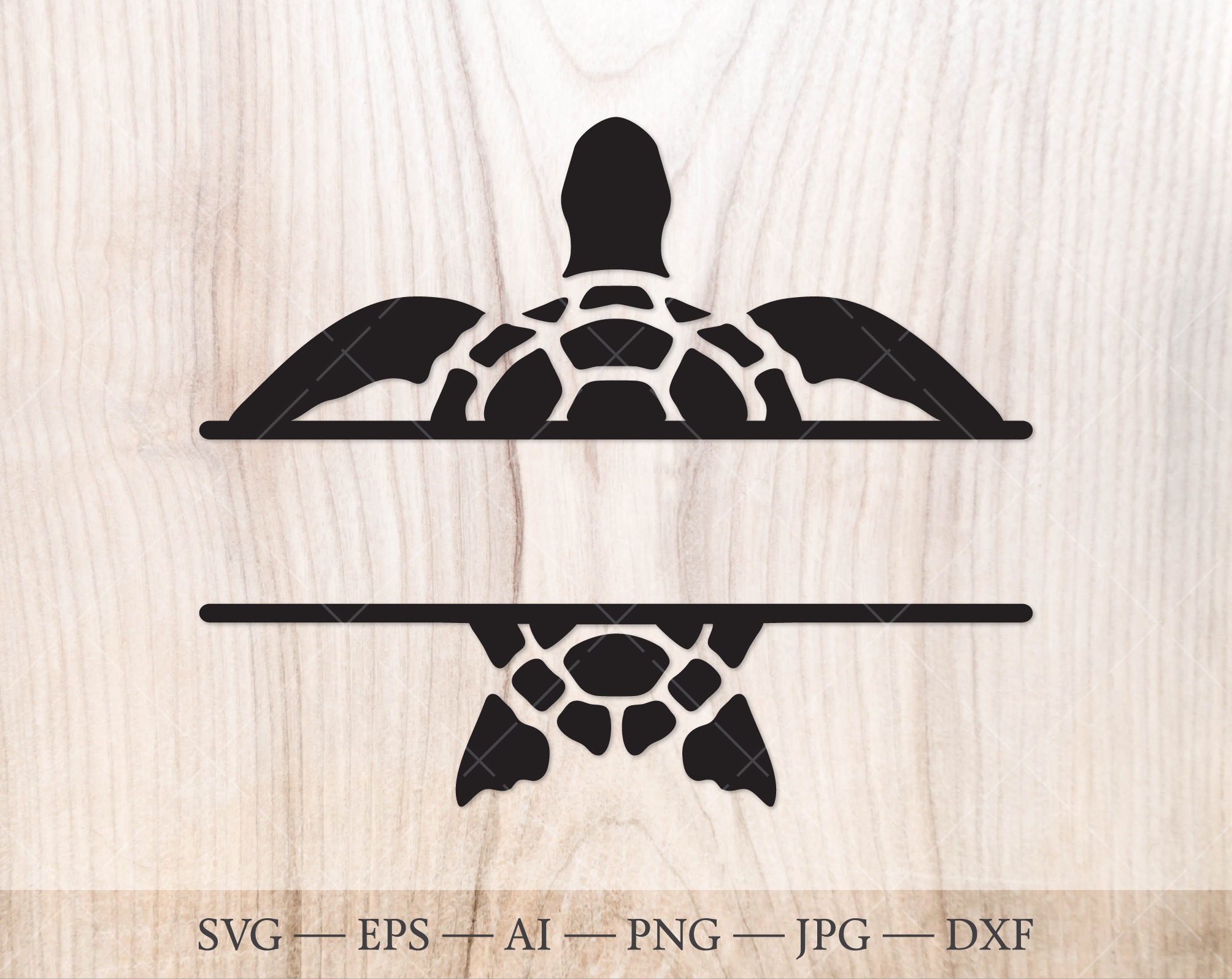 Sea Turtle Monogram SVG Turtle Silhoutte Split Monogram Svg - Etsy