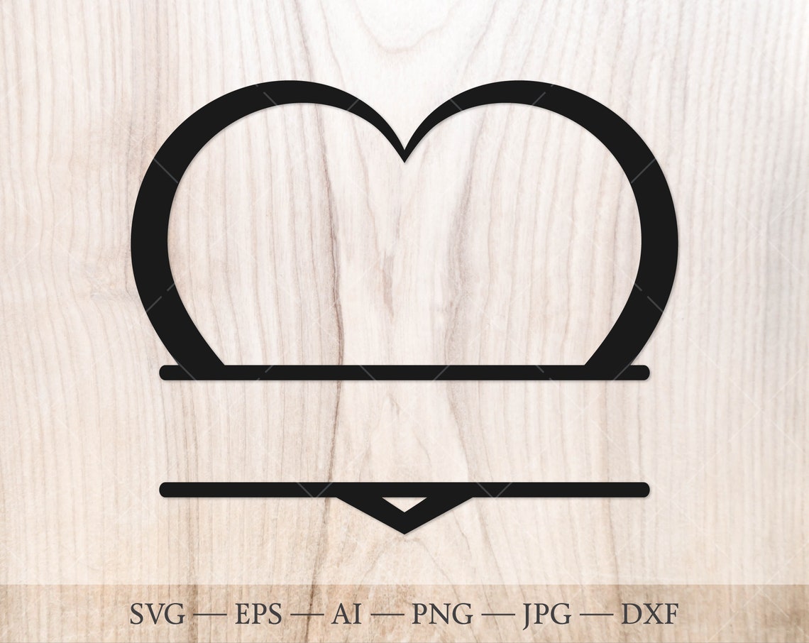 Heart SVG Heart Split Name Frame SVG Heart Monogram Cut - Etsy