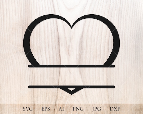 EPS Silhouette Heart SVG Vector Heart Monogram Cut File For Cricut ...