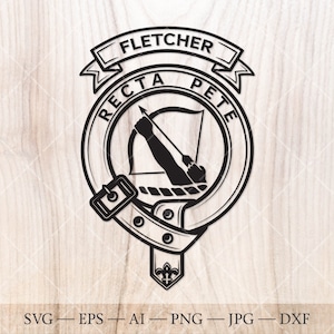 Fletcher Crest Badge SVG Recta Pete, Scottish Clan Svg, Family Crest ...