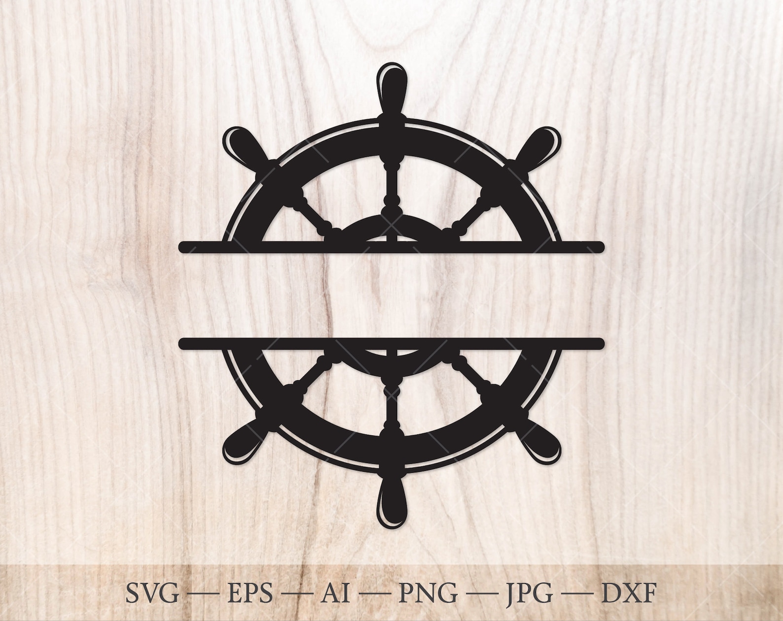 Split Ship Wheel Monogram Svg. Boat Wheel Svg Nautical - Etsy