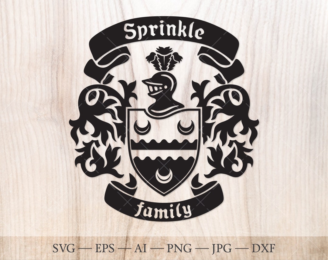 Sprinkle Family Crest. Coat of Arms Svg. Heraldic Shield With Crescents ...