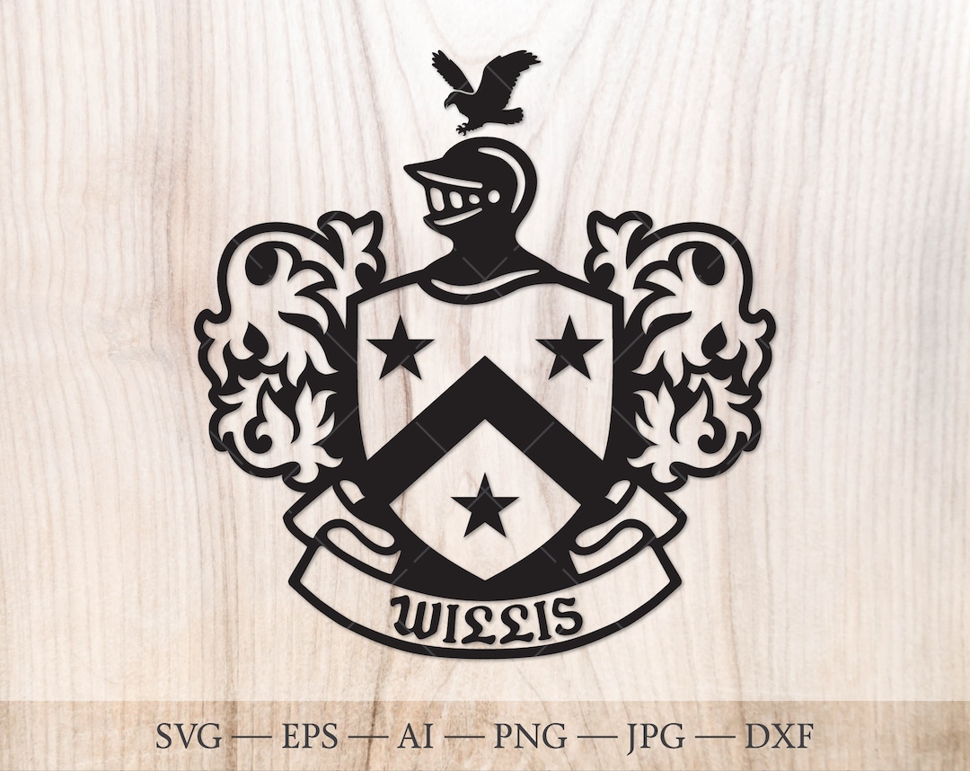 Willis Family Crest. Coat of Arms Svg. Heraldic Shield With Three Stars ...