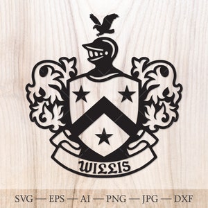Willis Family Crest. Coat of Arms Svg. Heraldic Shield With Three Stars ...
