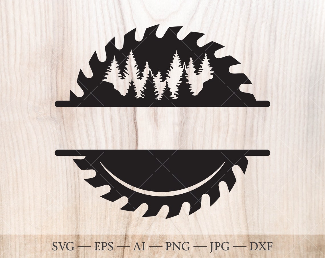 Sawblade SVG, Split Sawblade Monogram SVG With Forest. Tree Svg ...