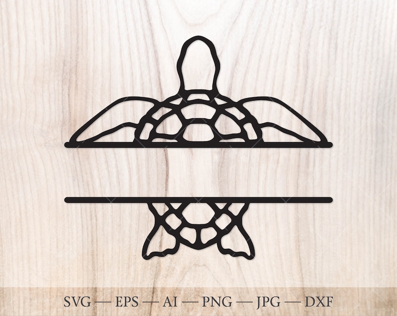 Sea Turtle Monogram SVG Turtle Silhoutte Split Monogram Svg - Etsy