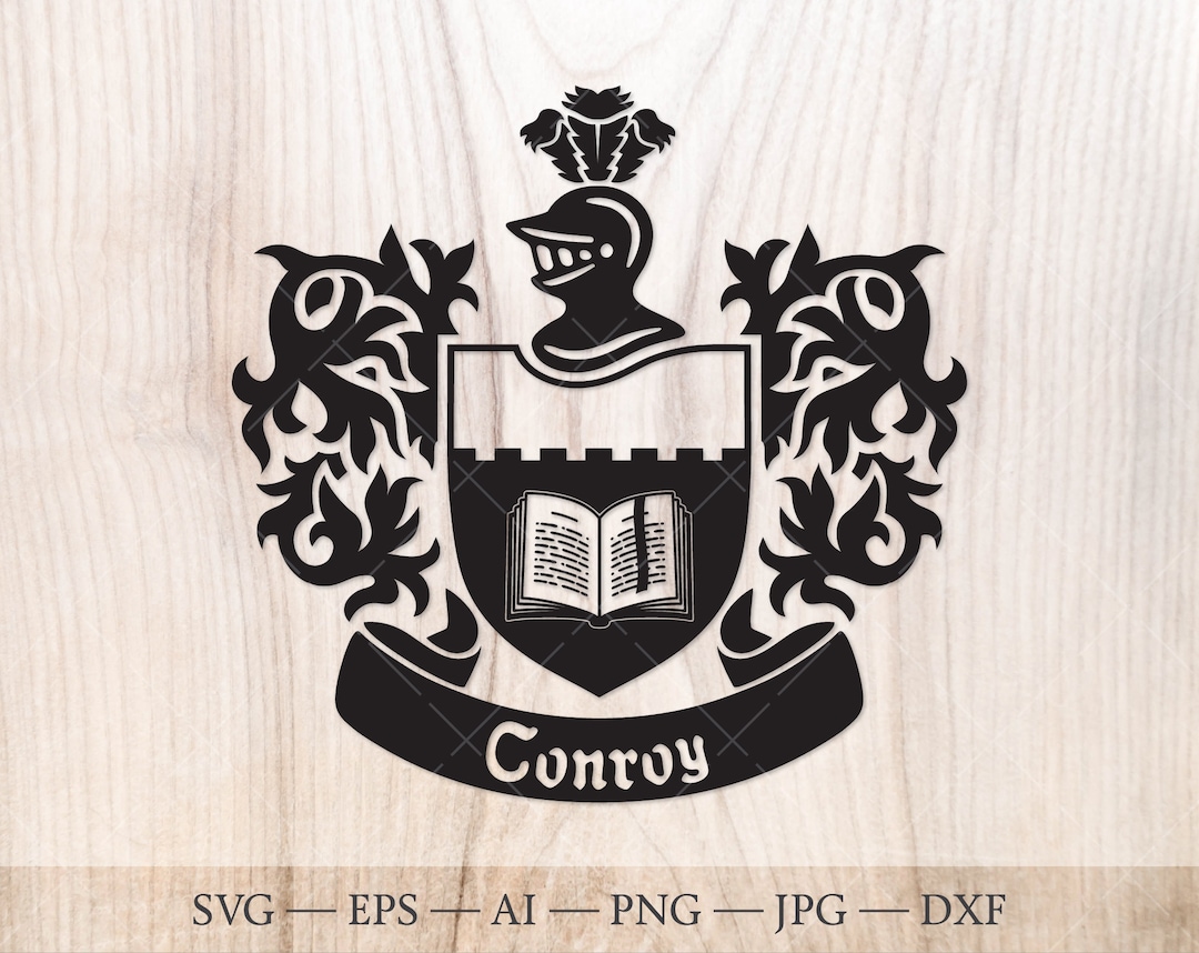 Conroy Family Crest. Coat of Arms Svg. Heraldic Shield With Open Book ...