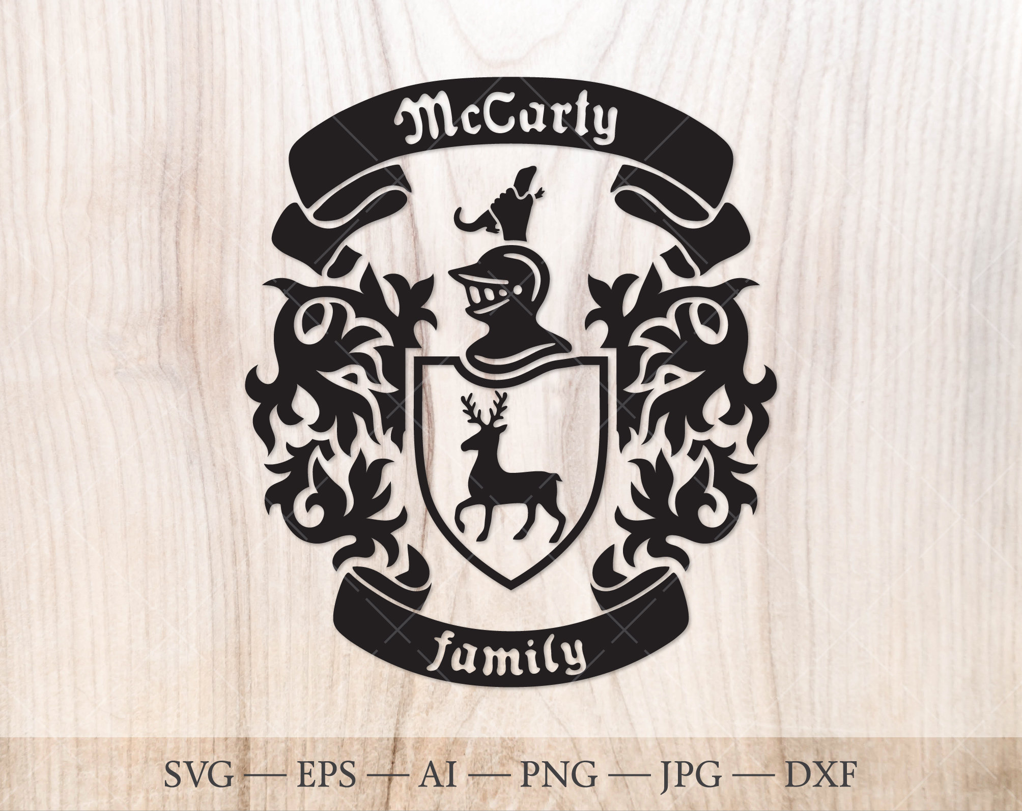 Mccarty Family Crest. Coat of Arms Svg. Heraldic Shield With - Etsy ...