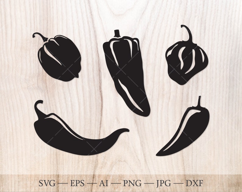 Chili Pepper SVG. Hot Poblano Chili Pepper SVG. Jalapeno SVG. Habanero ...