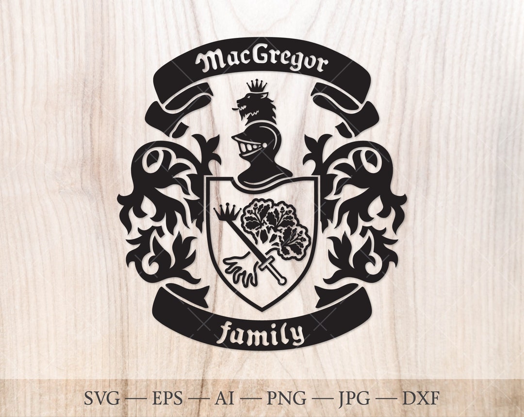 Macgregor Family Crest SVG File. Coat of Arms Svg. Shield With Oak Tree ...