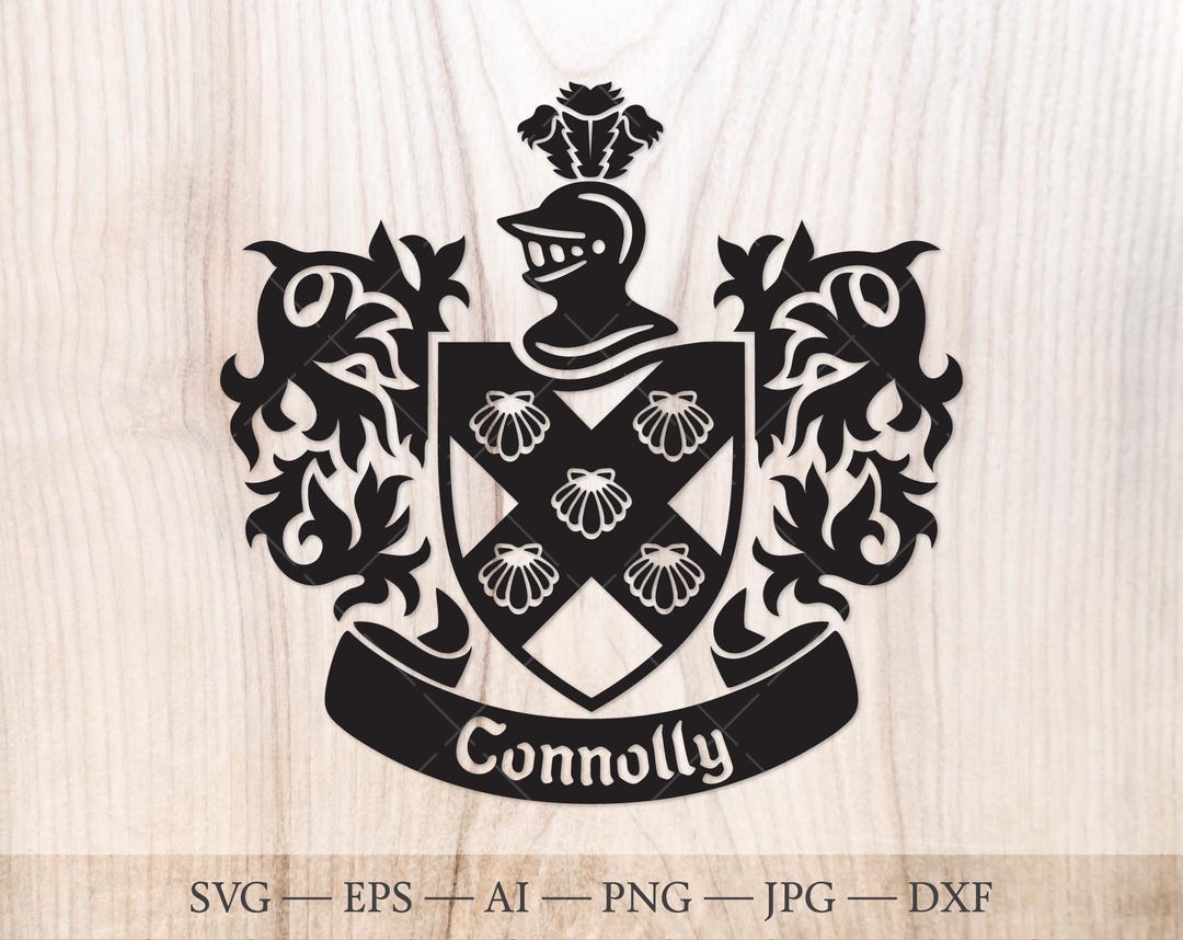 Connolly Family Crest. Coat of Arms Svg. Heraldic Shield With Five Clam ...