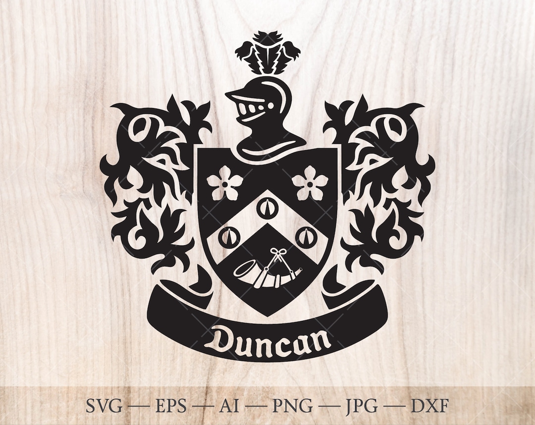 Duncan Family Crest. Coat of Arms Svg. Heraldic Shield With Horn ...