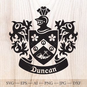 Duncan Family Crest. Coat of Arms Svg. Heraldic Shield With Horn ...