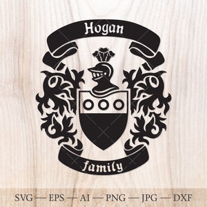 Hogan Family Crest. Coat of Arms Svg. Heraldic Shield With Finger Rings ...