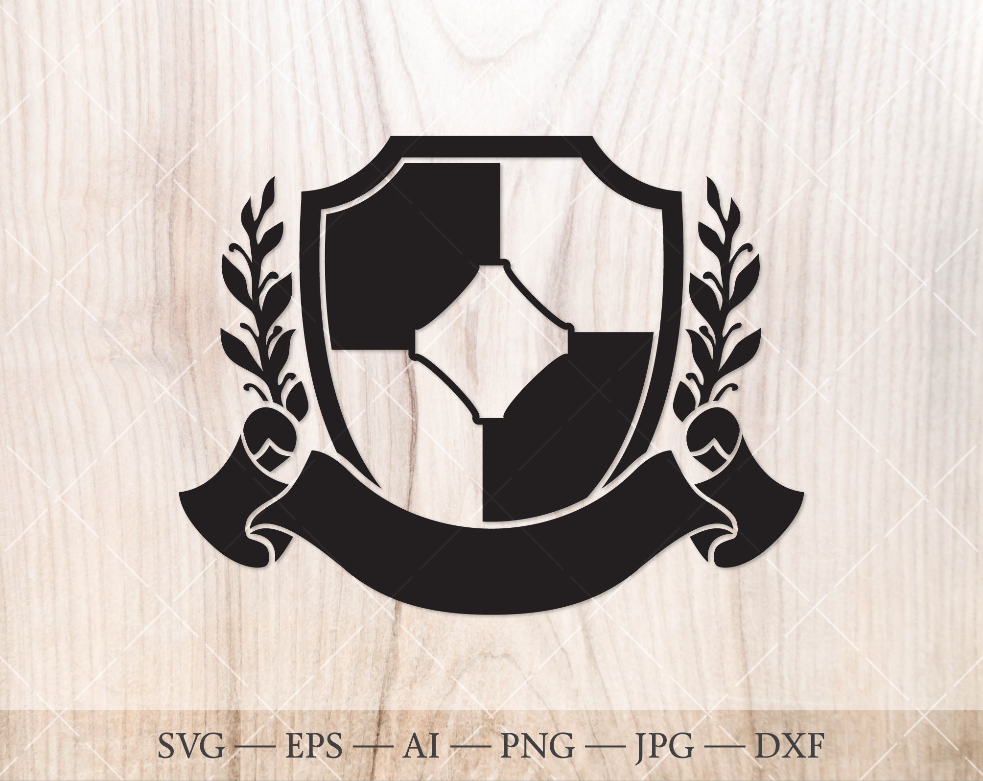 Shield With Laurel Wreath and Ribbon Banner SVG. Family Crest - Etsy