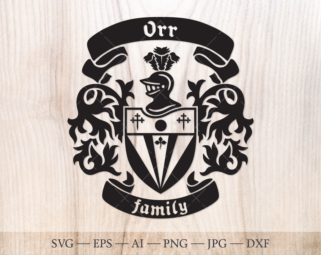 Orr Family Crest. Coat of Arms Svg. Heraldic Shield With Crosslets and ...