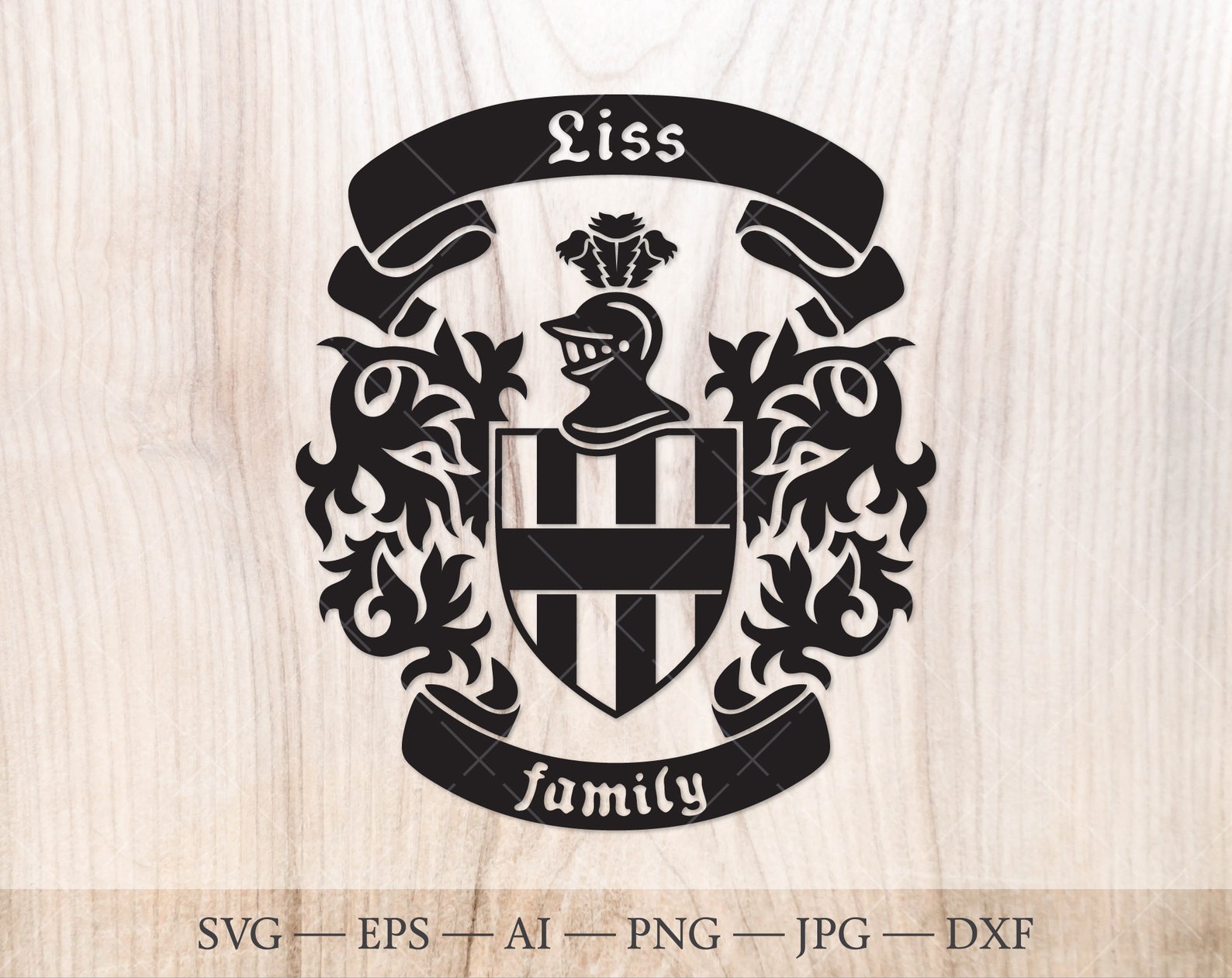 Liss Family Crest. Coat of Arms Svg. Heraldic Shield With - Etsy