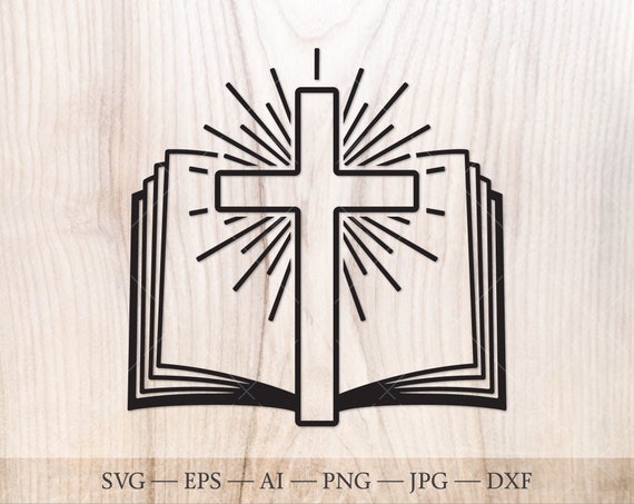 Open Bible With Cross Drawing