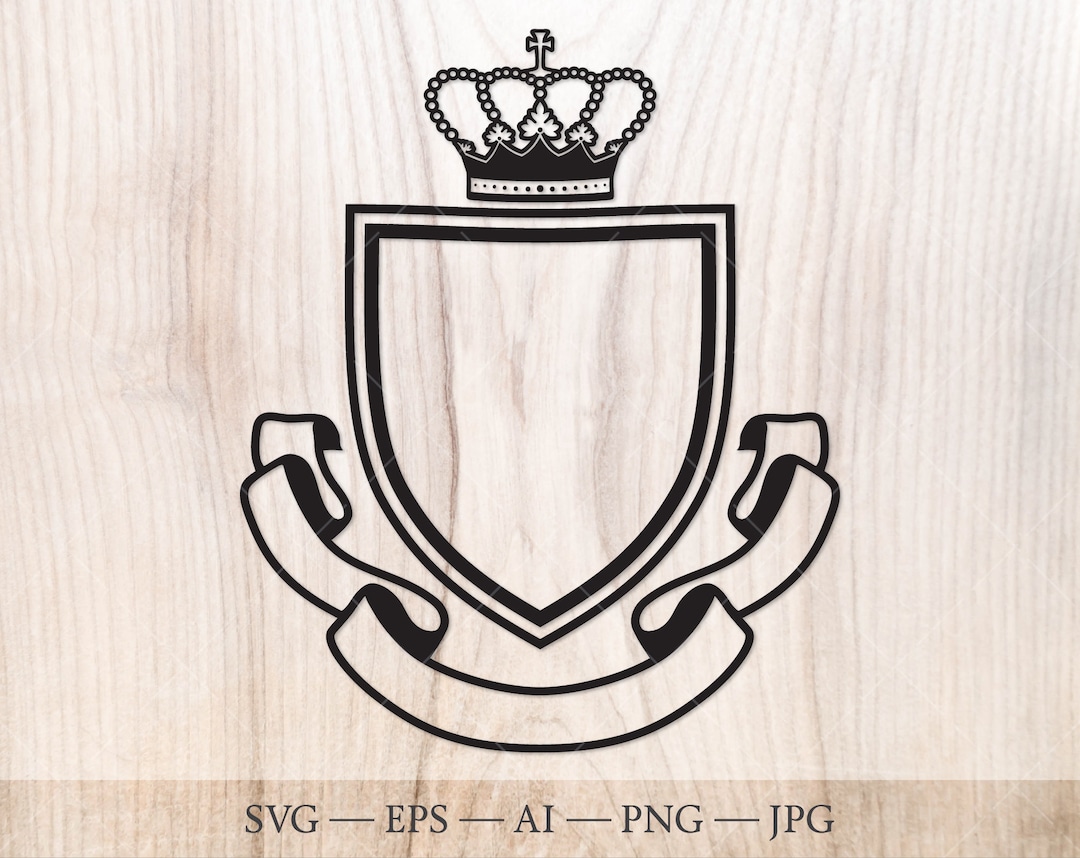 Family Crest SVG Template, Coat of Arms Svg. Shield With Crown SVG ...