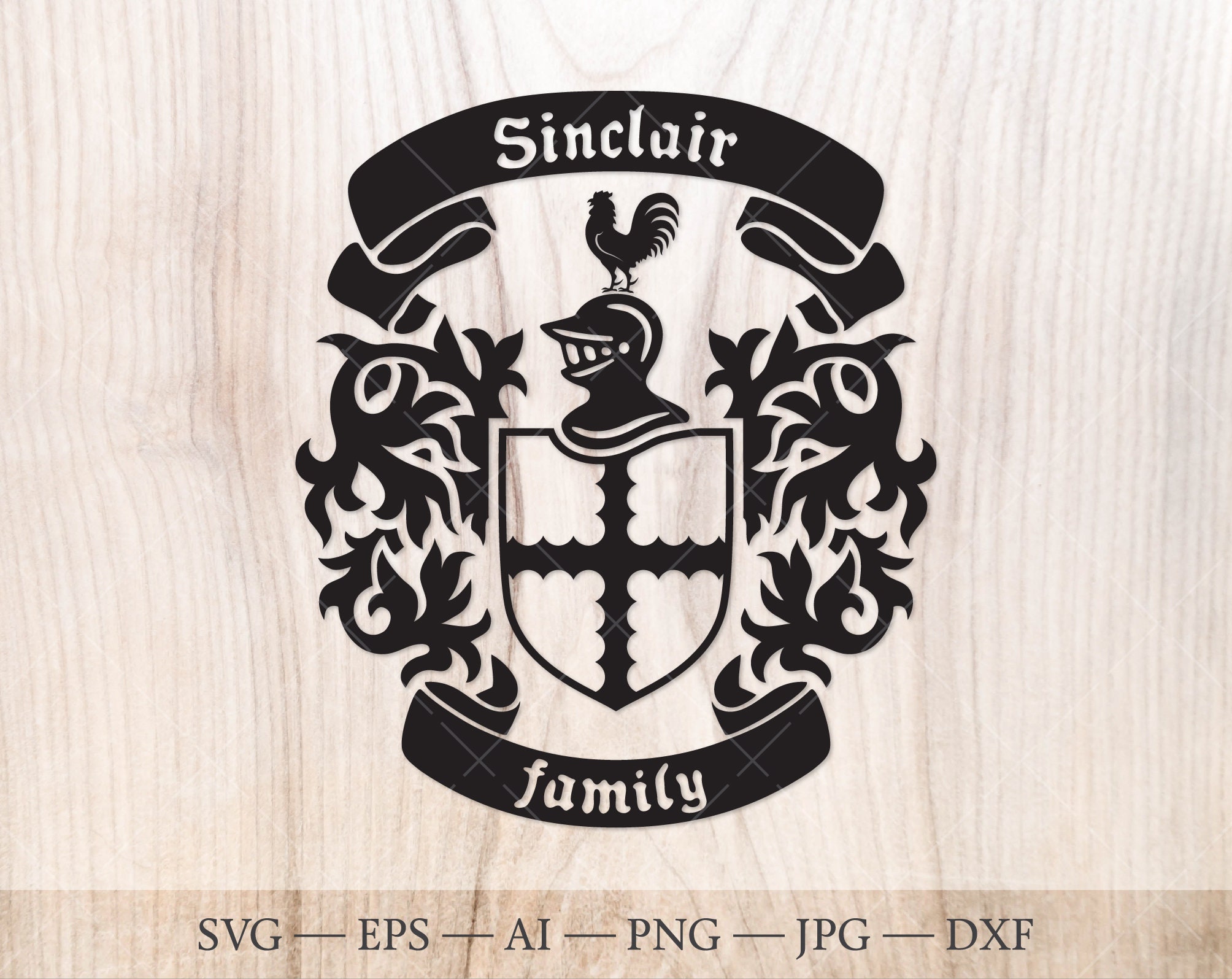 Sinclair Family crest. Coat of arms svg. Heraldic shield with | Etsy
