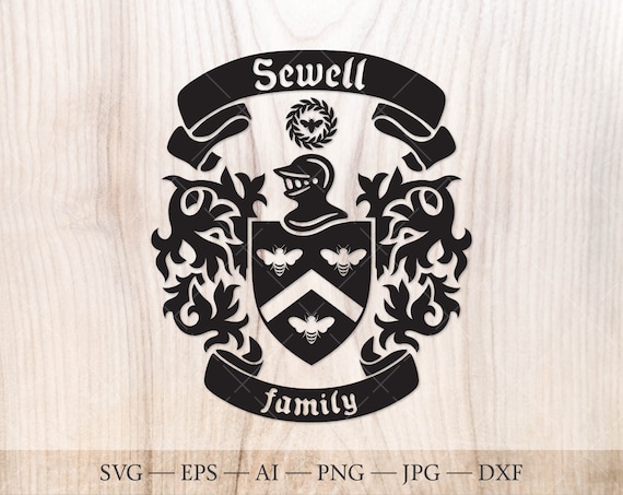 Sewell Family Crest. Coat of Arms Svg. Heraldic Shield With - Etsy