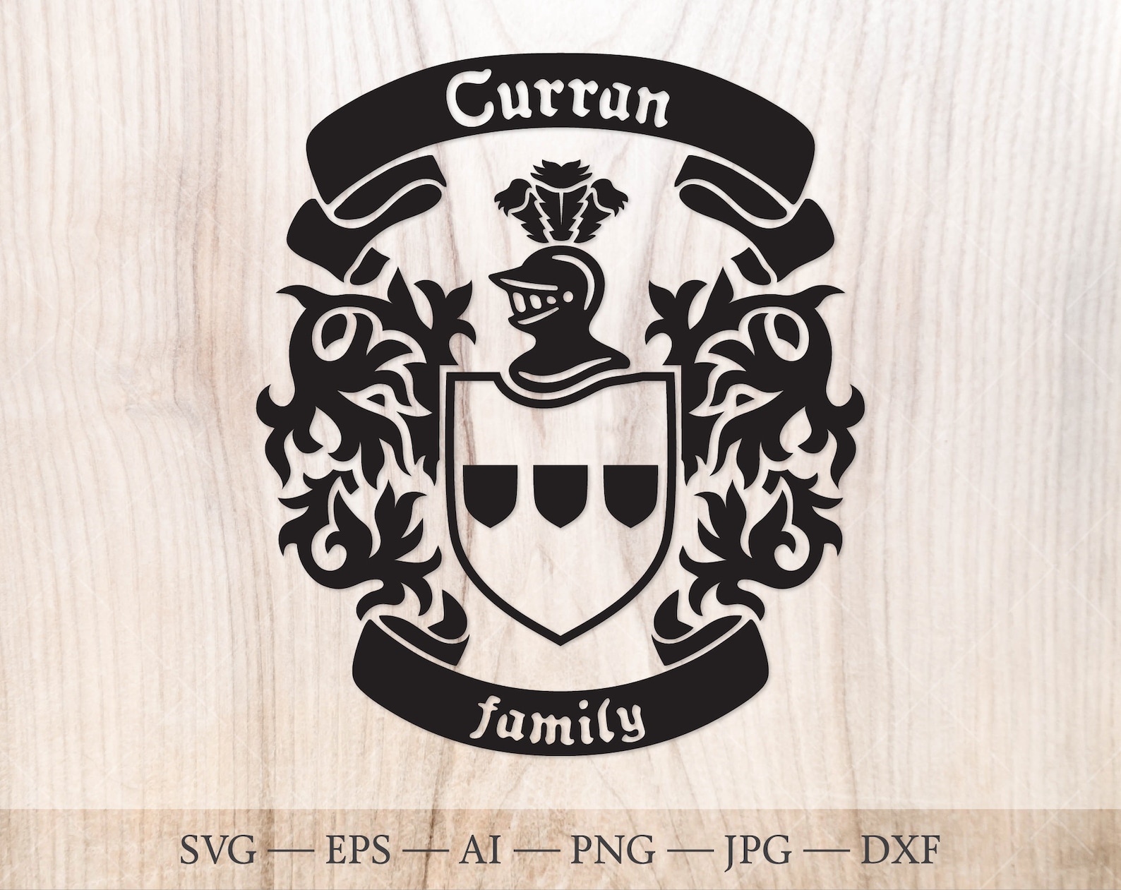 Curran Family Crest. Coat of Arms Svg. Heraldic Shield With - Etsy