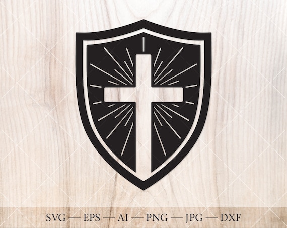 Shield with cross SVG. Coat of arms clipart. Spiritual | Etsy