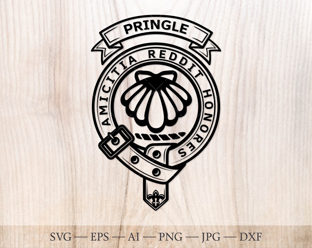 Pringle Crest Badge SVG With Clam Shell, Scottish Clan Svg, Family ...