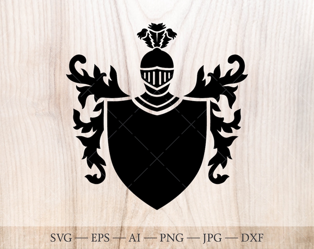 Shield With Knight Helmet and Leaves SVG. Coat of Arms Svg. Family ...