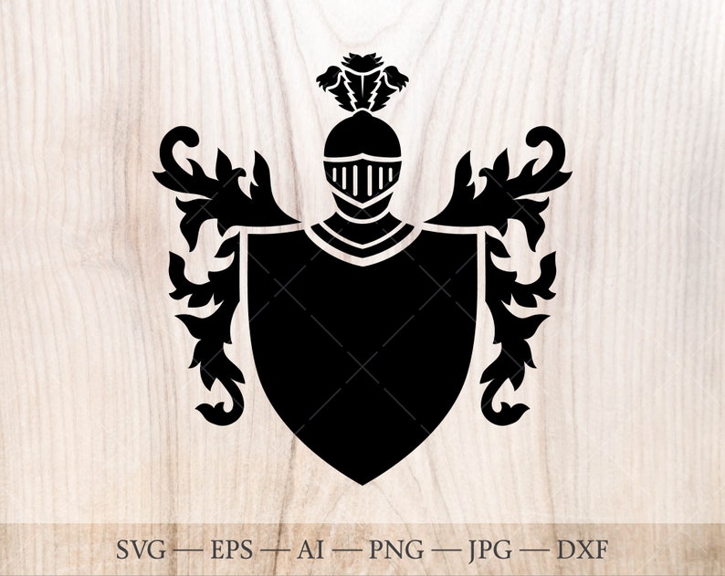 Schild met ridderhelm en bladeren SVG. Wapenschild svg. Familiewapen ...