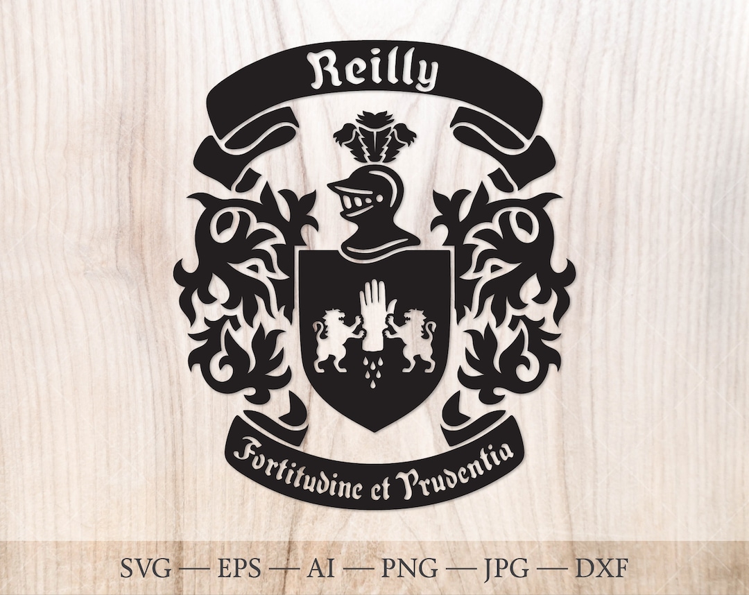 Reilly Family Crest. Coat of Arms Svg. Heraldic Shield With Lions and ...