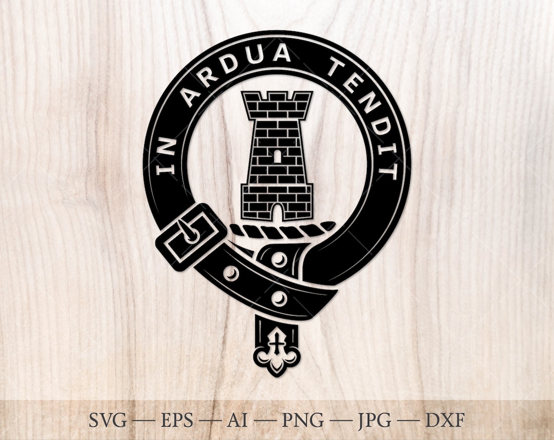 Malcolm Crest Badge SVG With Tower, Scottish Clan Svg, Family Crest Svg ...