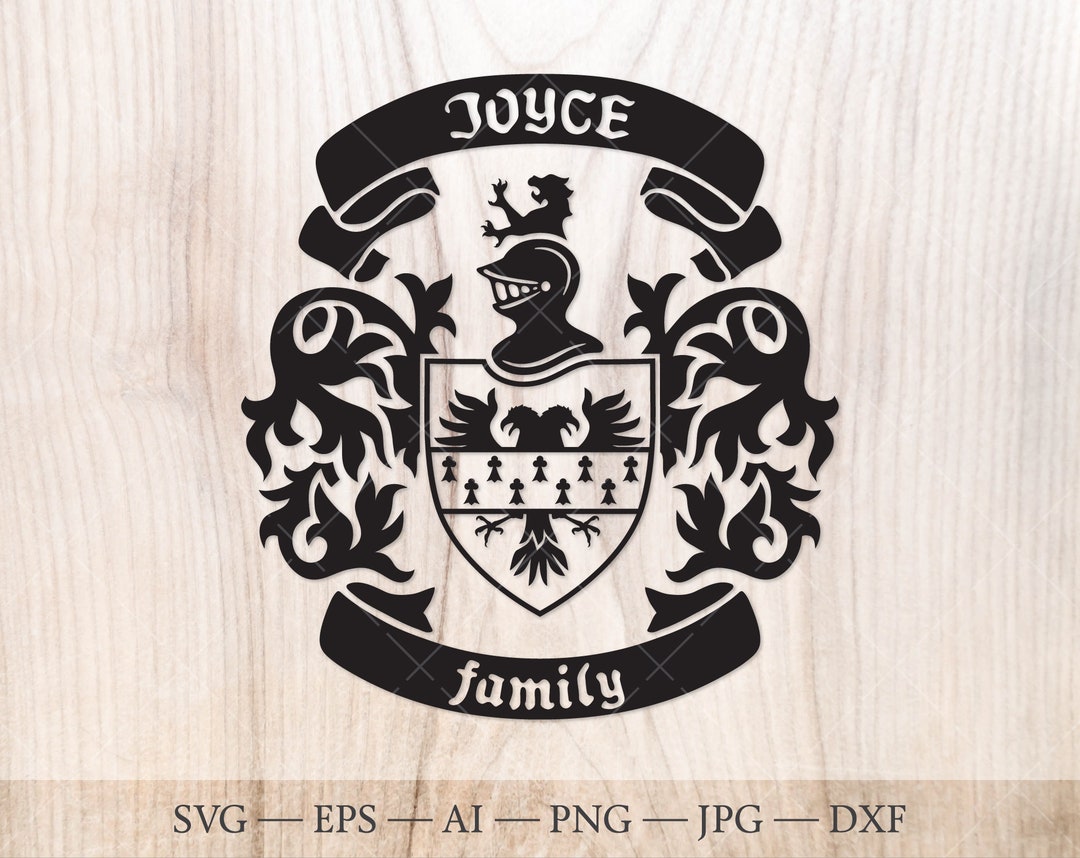 Joyce Family Crest. Coat of Arms Svg. Heraldic Shield With Double ...