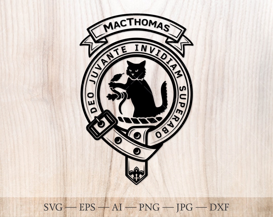 Macthomas Crest Badge SVG With Wild Cat and a Serpent, Scottish Clan ...