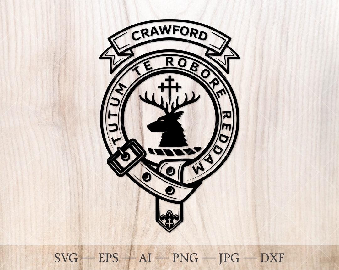 Crawford Family Crest SVG, Stag and Crosslet, Scottish Clan Badge ...