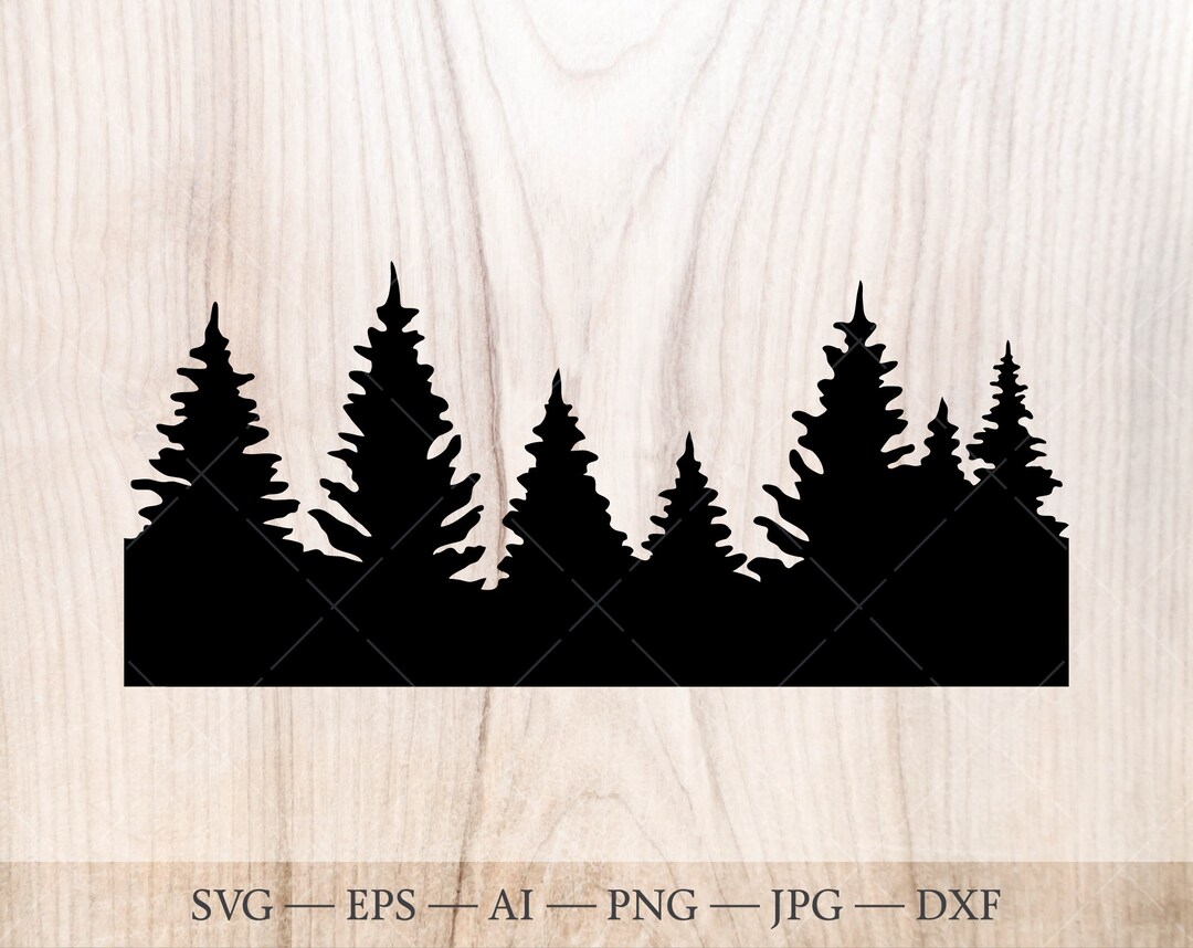 Forest SVG, Seamless Forest Line SVG Cut File. Pine Tree Svg, Woods Svg ...
